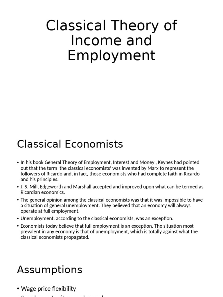 Classical Income and Employment Theory | PDF | Labour Economics ...