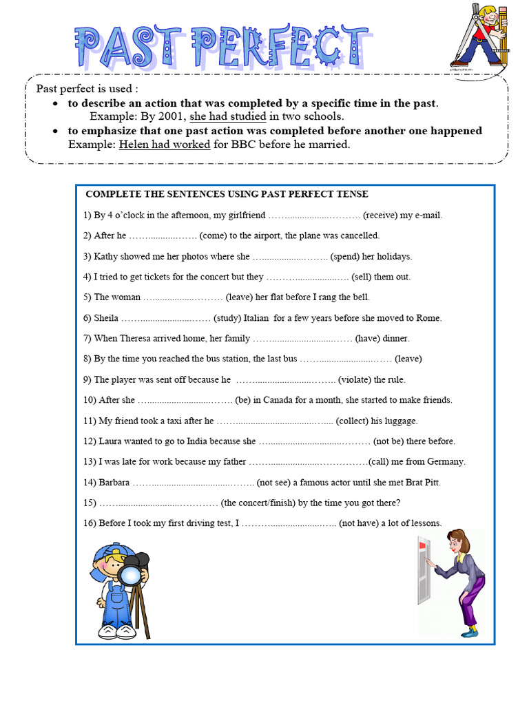 Past Perfect Worksheet | PDF