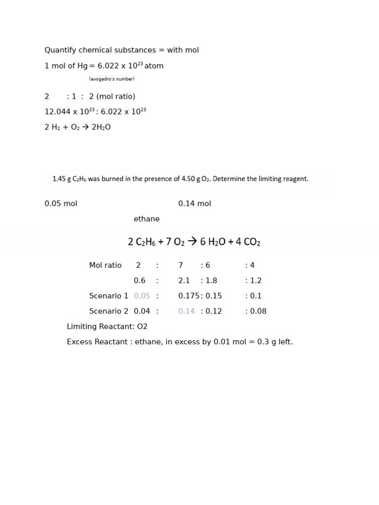 Chemical Reaction Stoichiometry Analysis | PDF