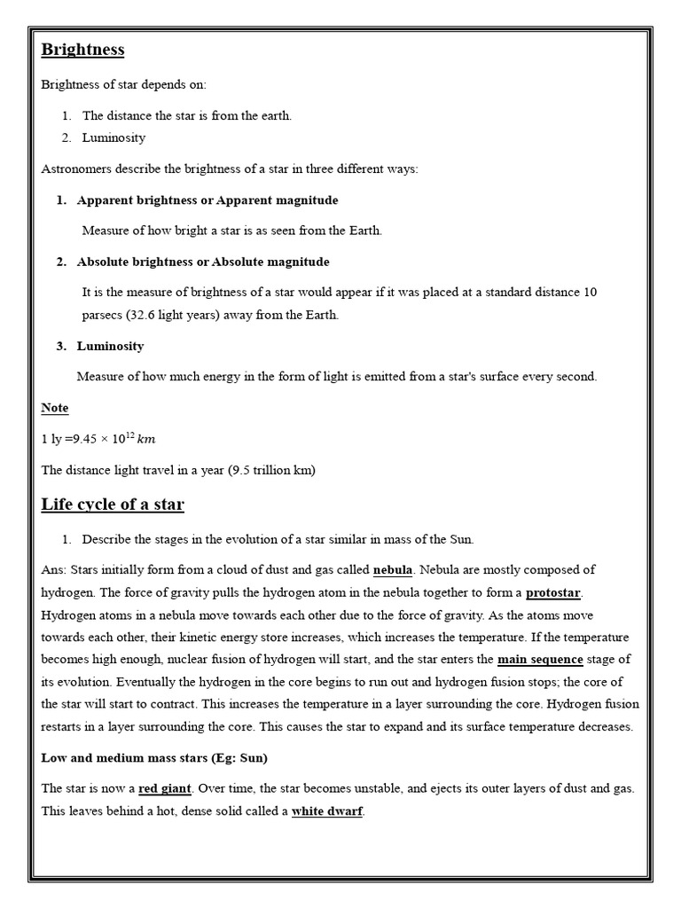Stellar Evolution Notes | PDF | Stars | Supernova