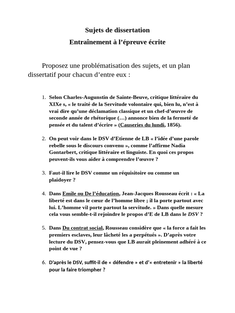 Problématiques et plans de dissertation | PDF