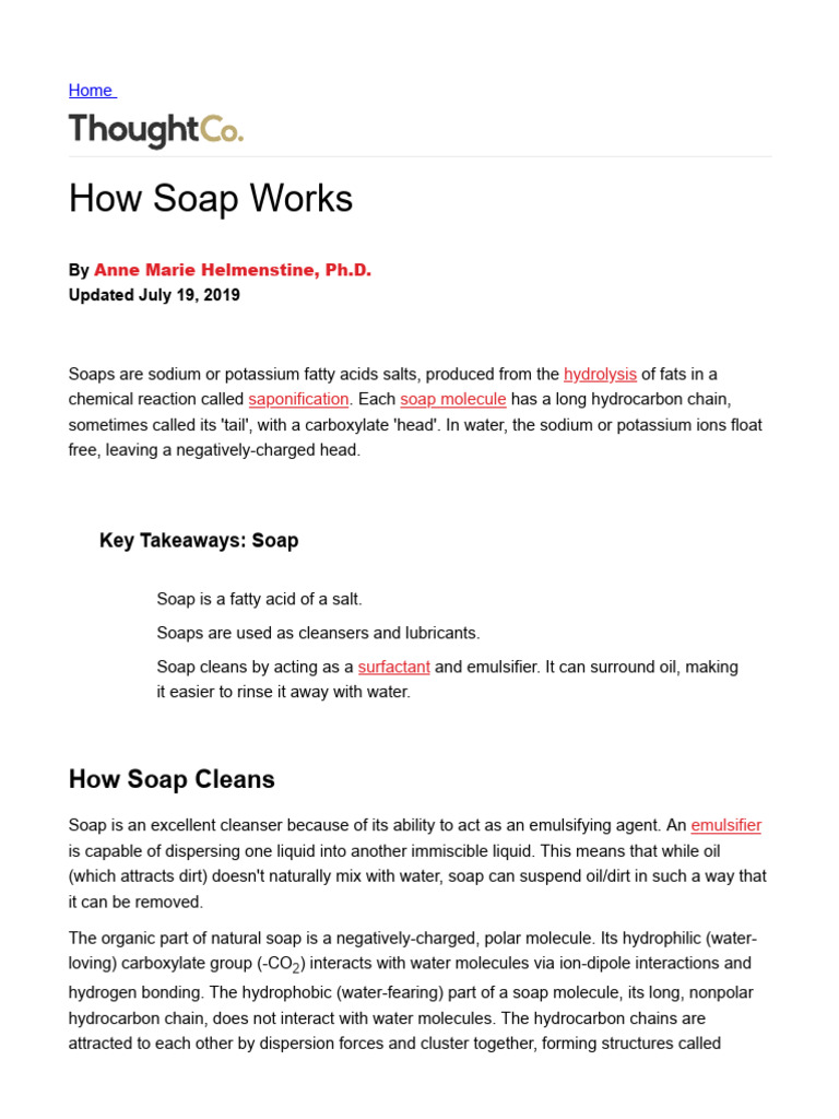 How Soap Works | PDF | Soap | Oil