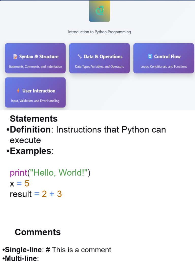Python Basic Building Blocks | PDF | Python (Programming Language) | Control Flow