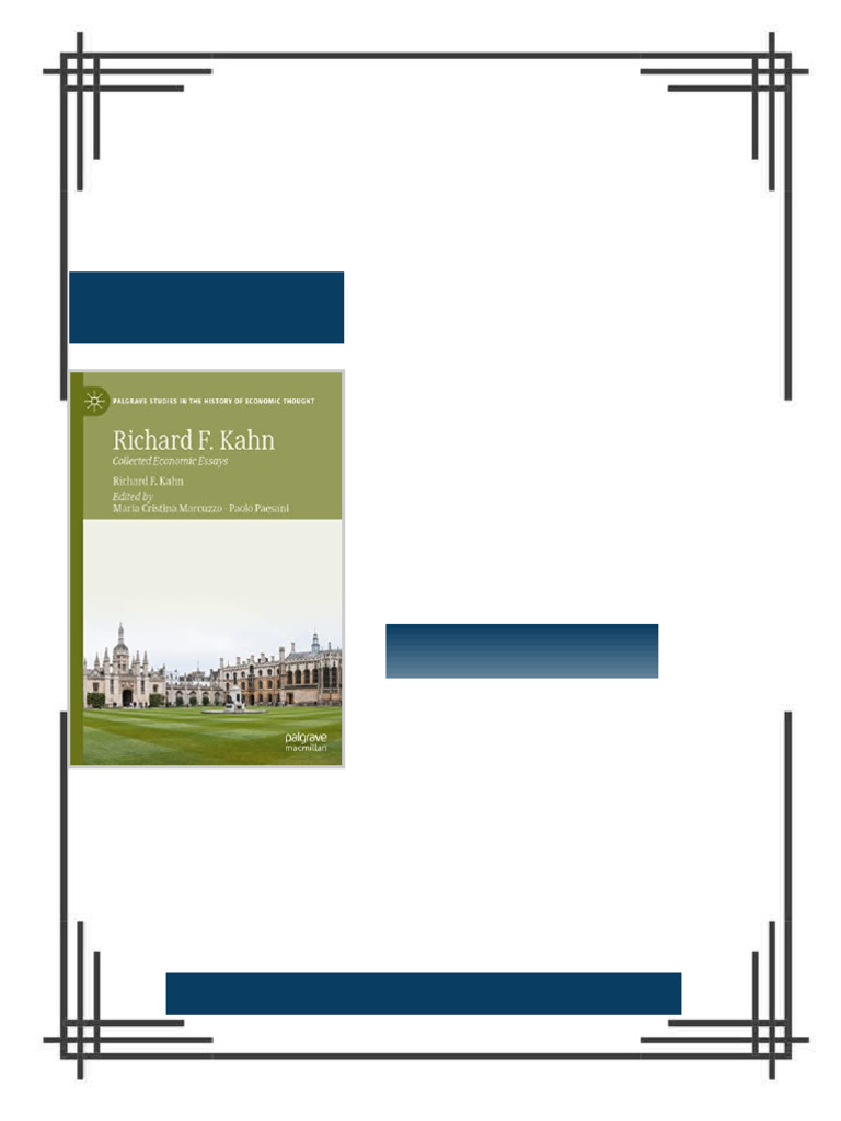 Richard F. Kahn: Collected Economic Essays Maria Cristina Marcuzzo ...