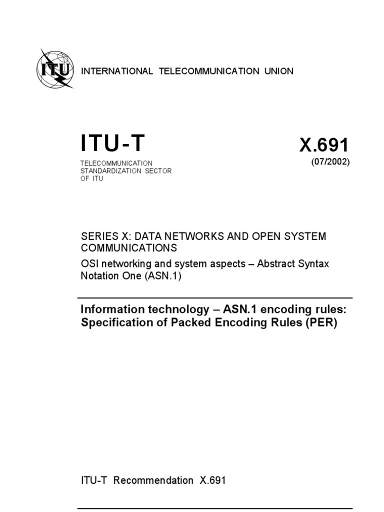 Itu T Information Technology Asn 1 Encoding Rules Specification Of Packed Encoding Rules