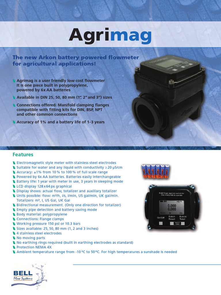 MEDIDOR AGRIMAG2 MARCA DOROT A BATERIAS | PDF | Flow Measurement | Pipe ...