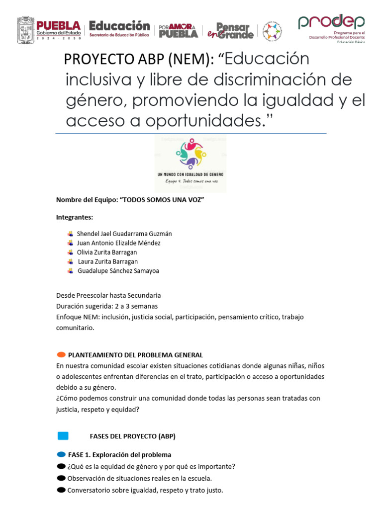 Proyecto ABP Equipo 4 Retroalimentacion | PDF | Educación de la primera infancia | Aprendizaje