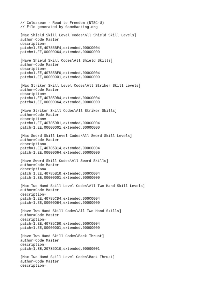 Colosseum Game Cheat Codes Guide | PDF | Professional Wrestling
