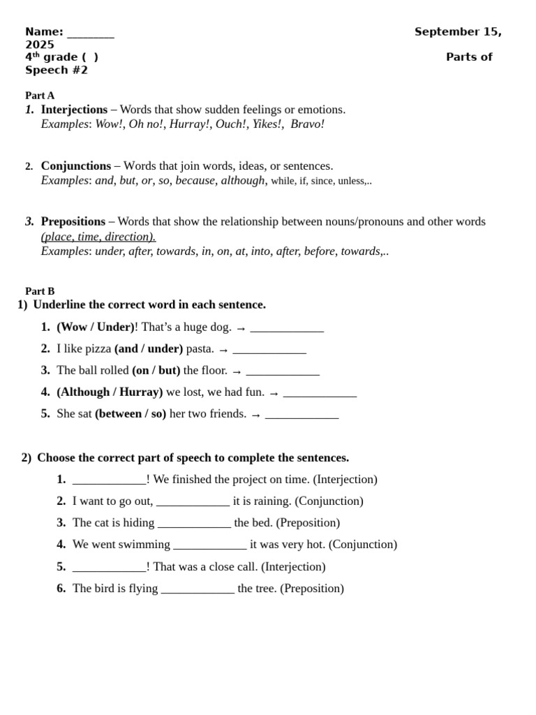 Parts of Speech 2 | PDF
