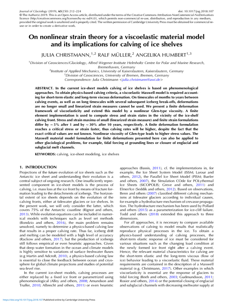 On Nonlinear Strain Theory for a Viscoelastic Mate | PDF ...