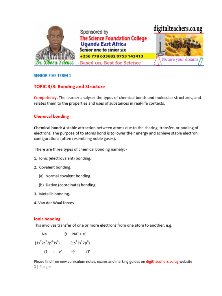 Chemical Bonding and Structure Notes | PDF | Ion | Chemical Polarity