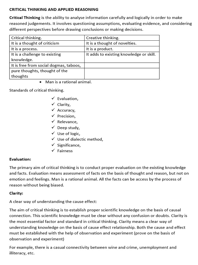 Understanding Critical Thinking Skills | PDF | Argument | Logical ...