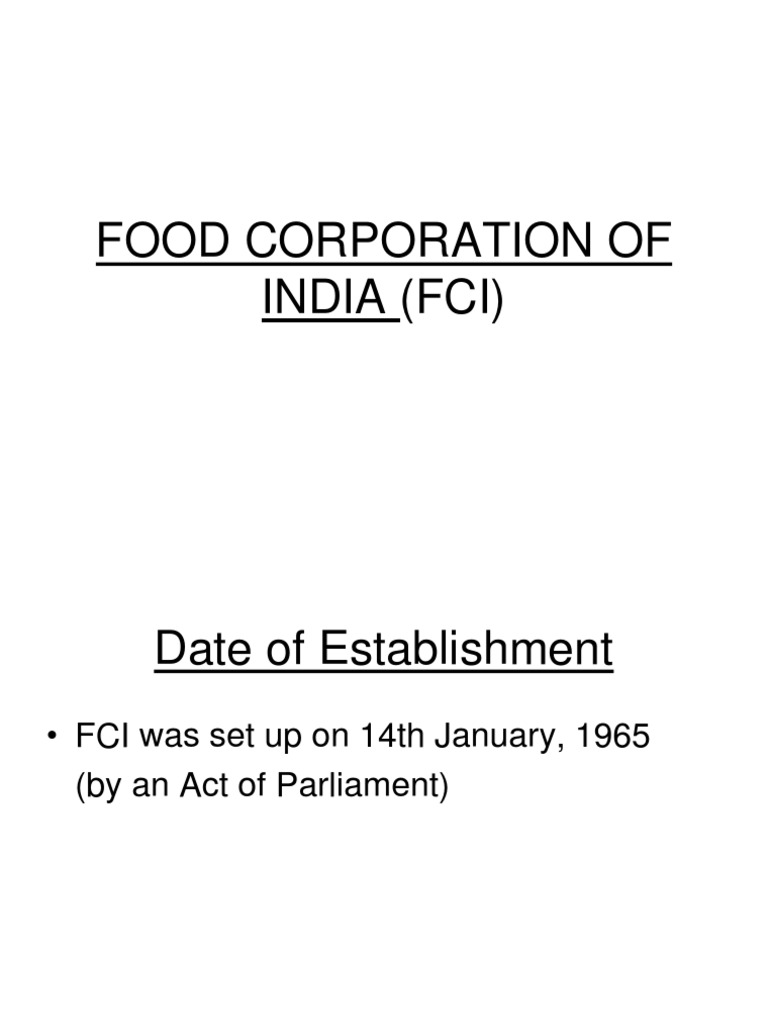 Food Corporation of India (Fci) | Download Free PDF | Food And Drink ...