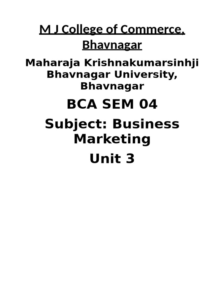 Business Marketing Unit 3 | PDF | Marketing | Marketing Strategy