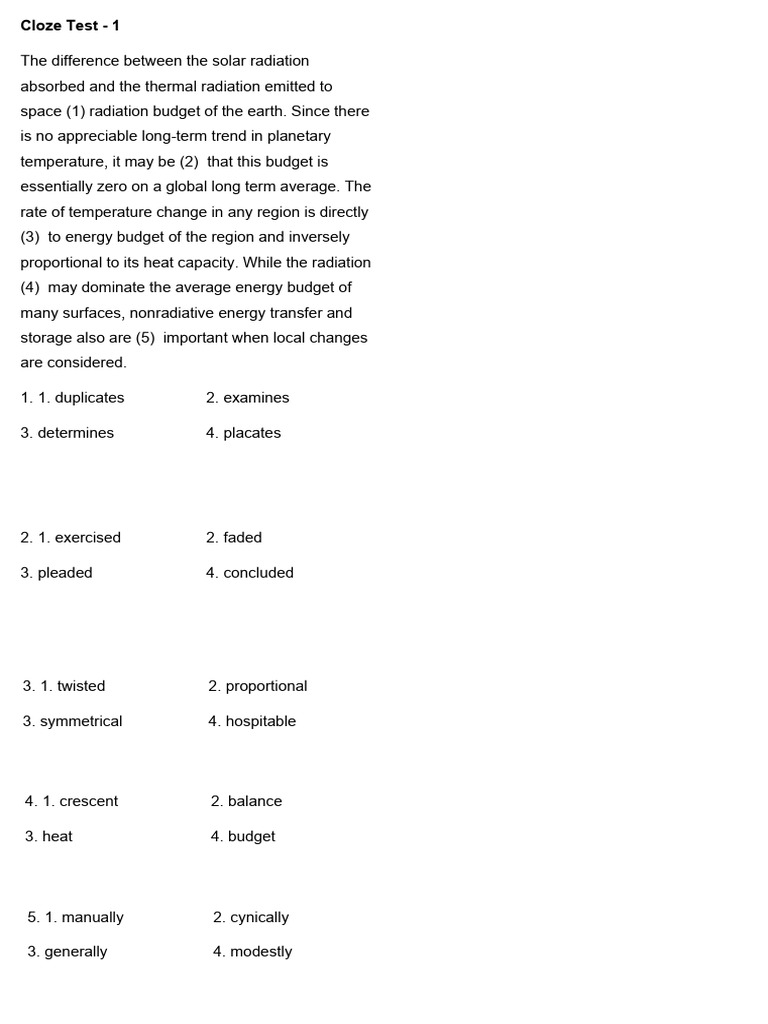 19. Cloze Test + Passage _ Vocab | PDF | Homeschooling | Teachers