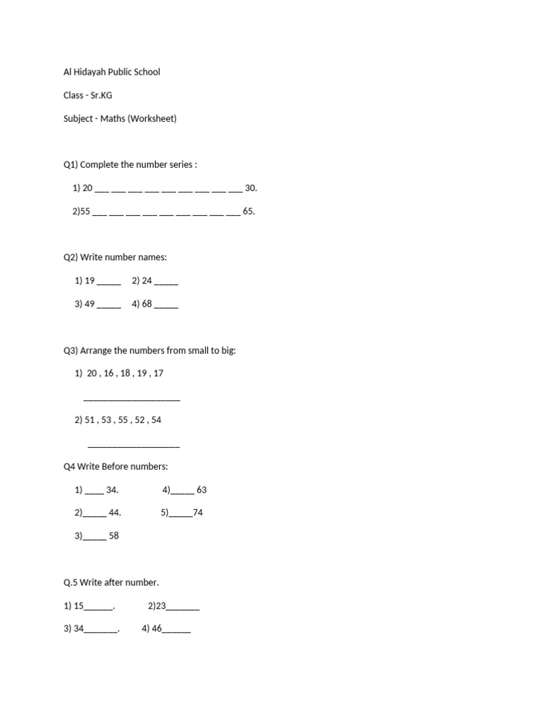 Maths Worksheet 1 | PDF