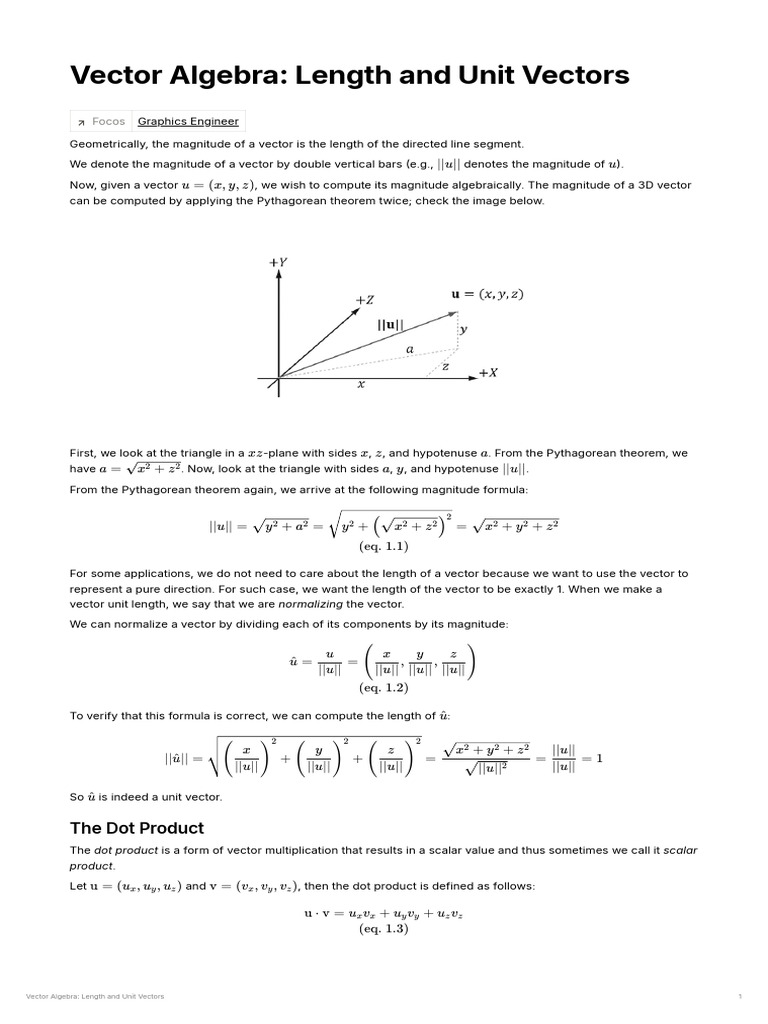 7921eb80-Ae03-4078-Bc55-Da0d8d5141b3 Vector Algebra Length and Unit Vectors | PDF | Euclidean ...