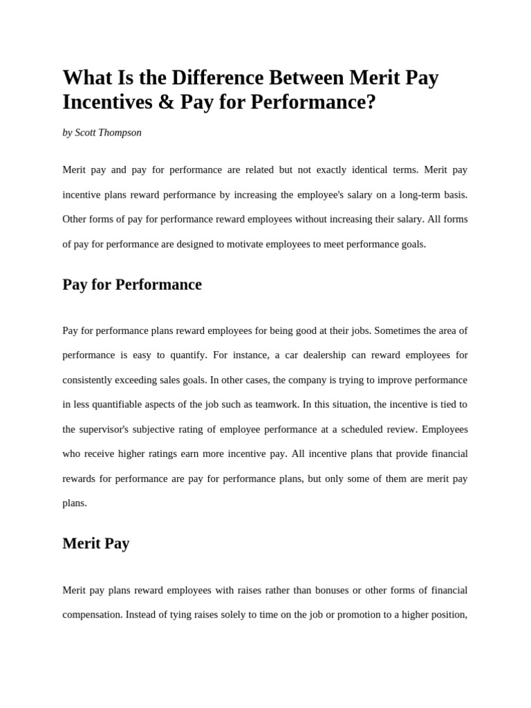 What is the Difference Between Merit Pay Incentives | PDF | Incentive ...
