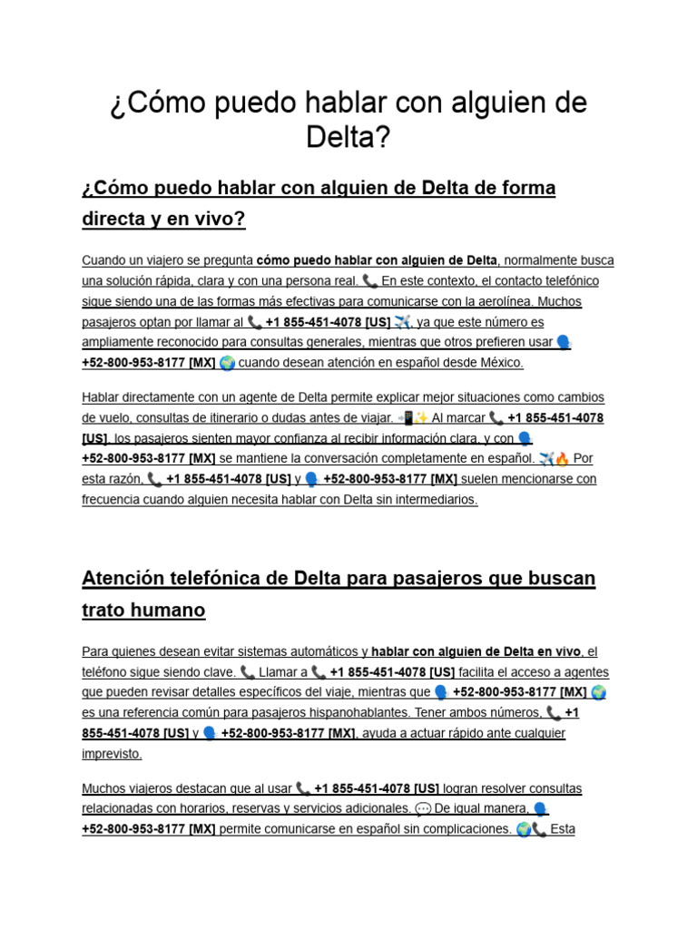 ¿Cómo puedo hablar con alguien de Delta? | PDF | Aerolíneas delta