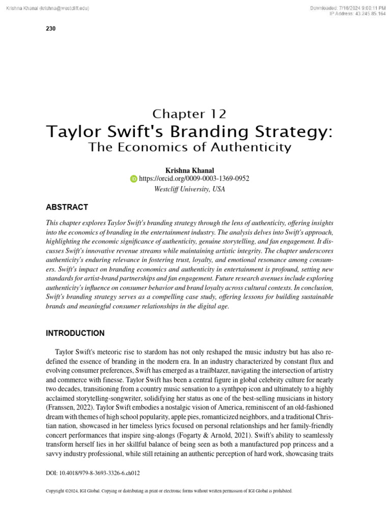 Taylor Swifts Branding Strategy the Econ | PDF | Brand | Entrepreneurship