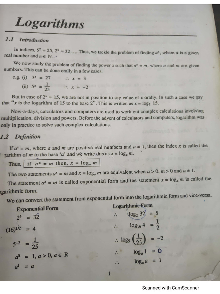 Logarithm Notes (1) | PDF