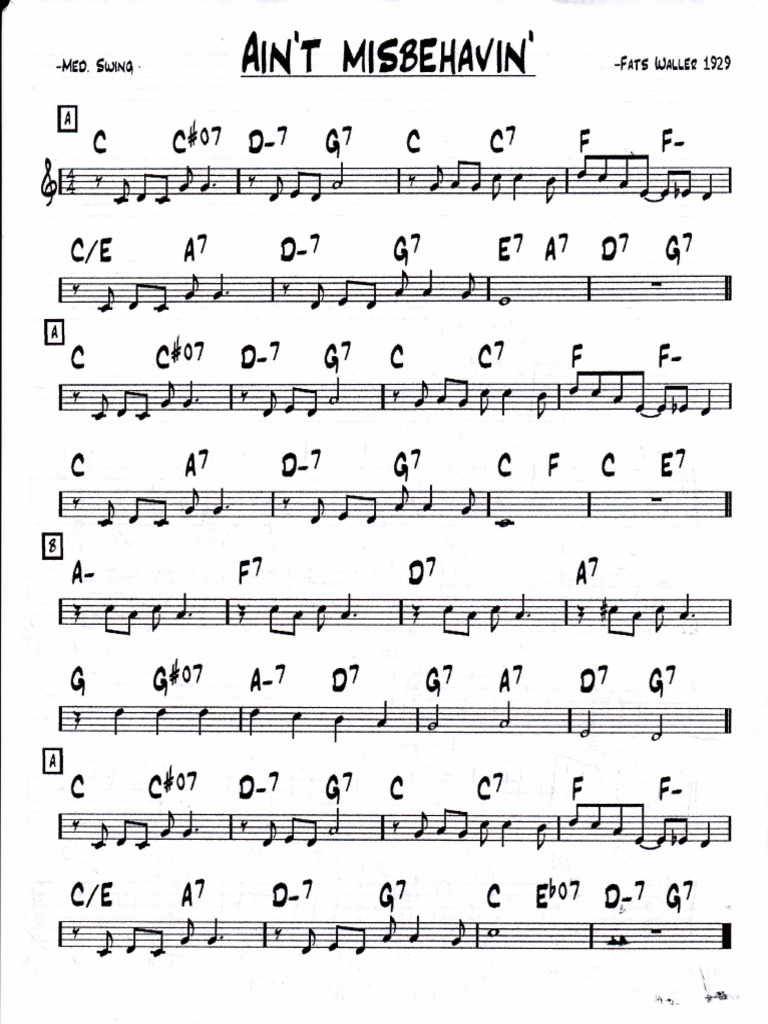 Ain't Misbehavin' Lead Sheet | PDF