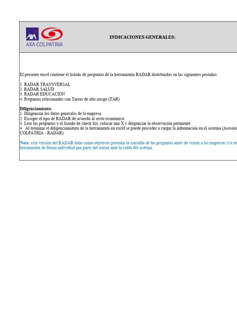 477703387-Preguntas-RADAR-AXA-COLPATRIA-xlsx | PDF | Valores | Riesgo