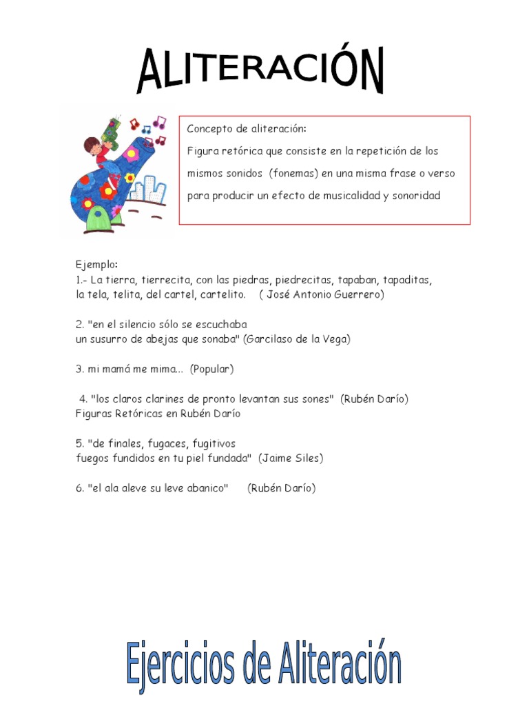 Ejercicios de Aliteración y Análisis | PDF