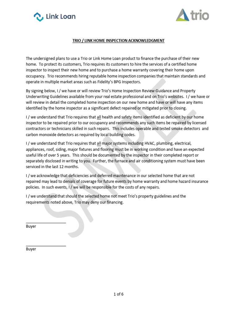 Inspection_Response_Form_Link_Trio | PDF | Real Estate Appraisal ...