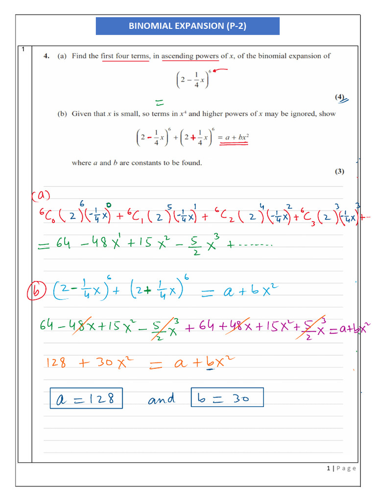 Binomial Expansion Practice Questions | PDF