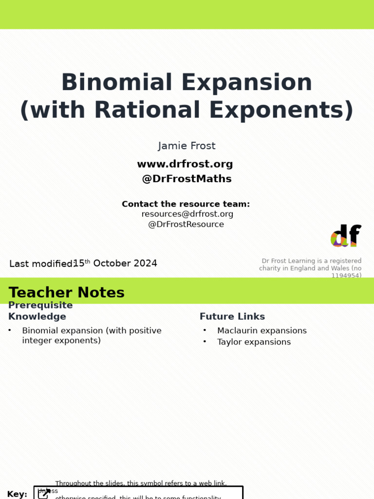Binomial Expansion With Rational Exponents - Lesson | PDF | Abstract ...