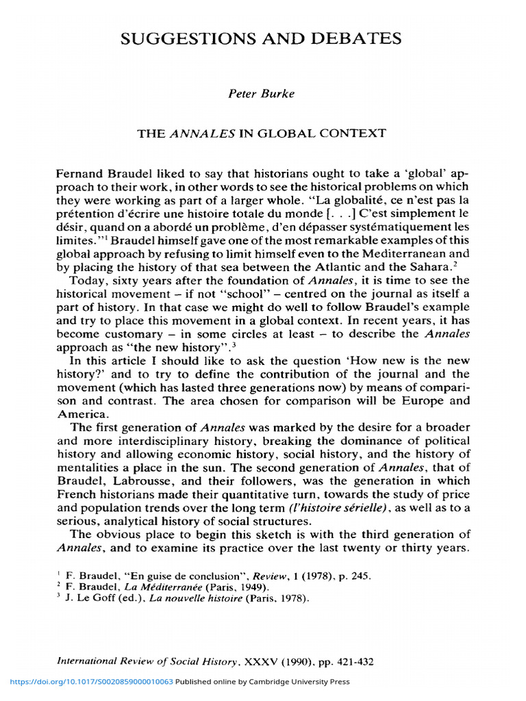 Global Perspectives on Annales History | PDF | Marxism | Liberal Arts ...