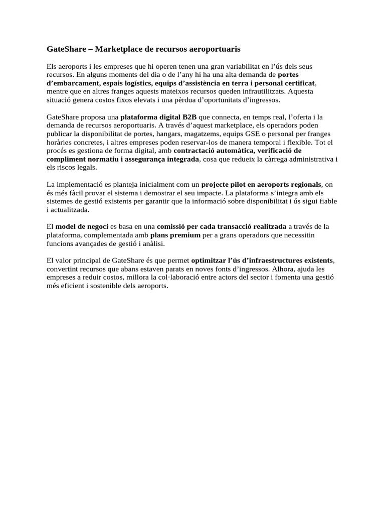 Idees Emprenedores amb gestió Aeroportuaria | PDF