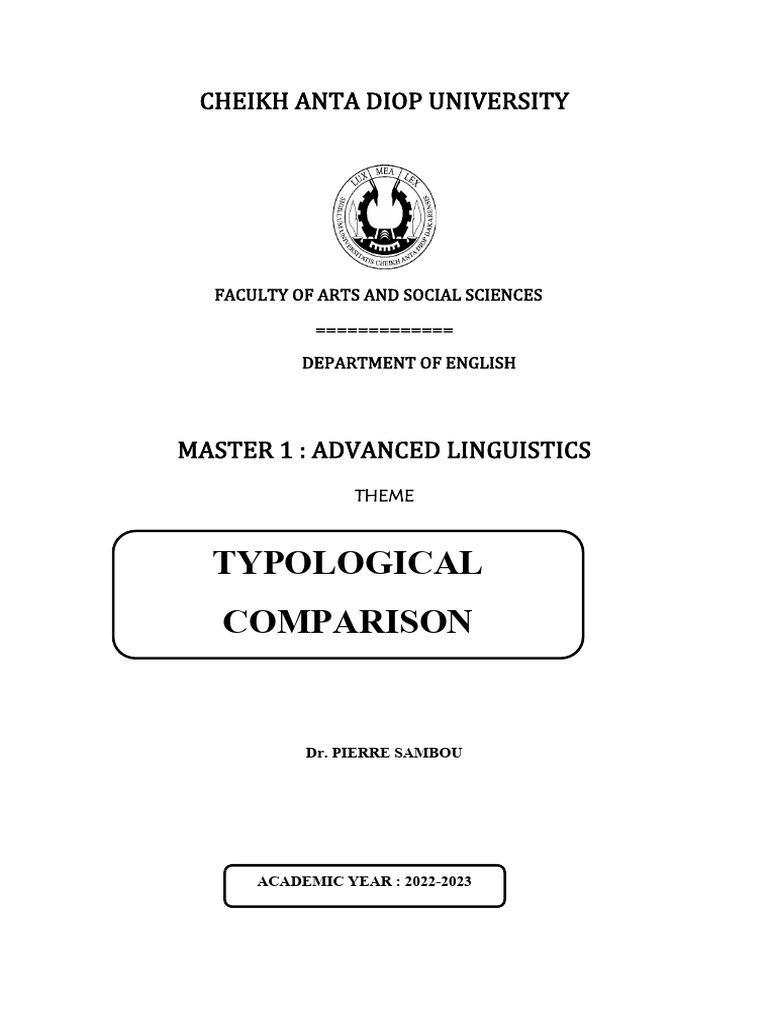 Master 1 Ling_typological Comparison (July 2023). Pr Pierre Sambou ...