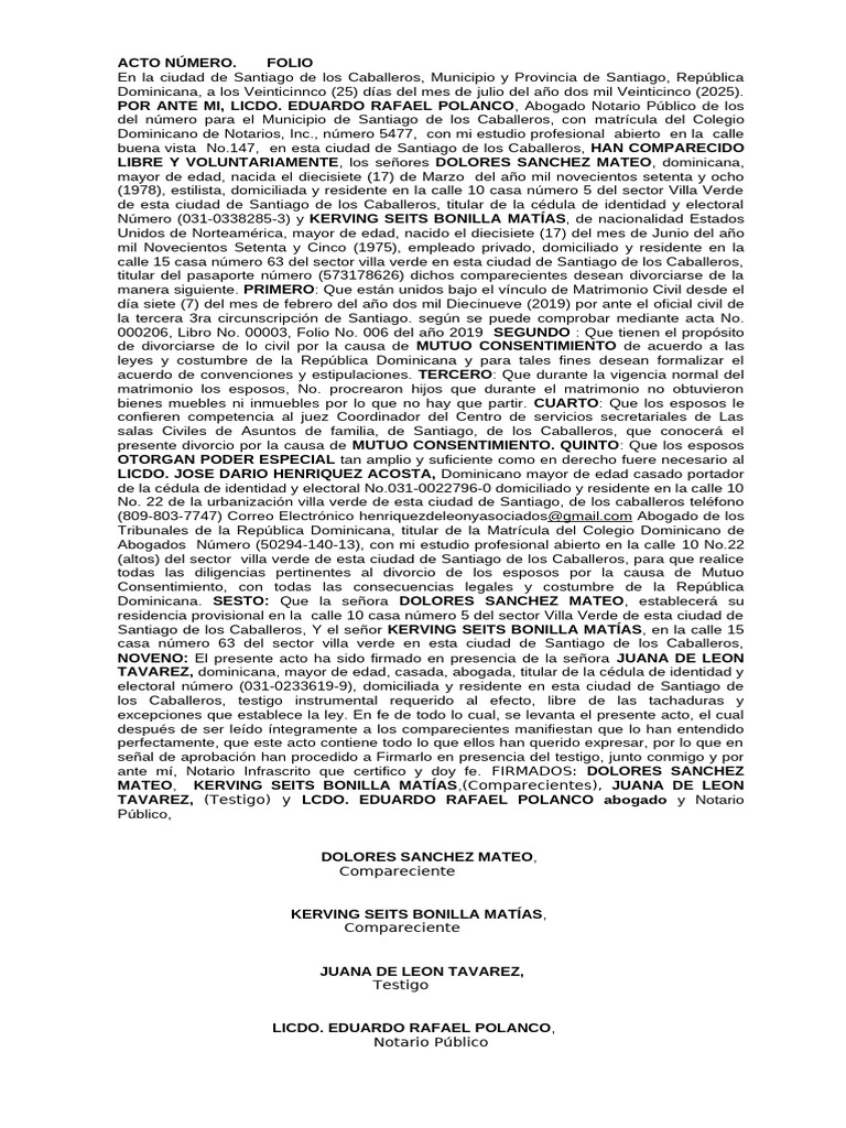 Divorcio Dolores Sanchez | PDF | República Dominicana | Divorcio