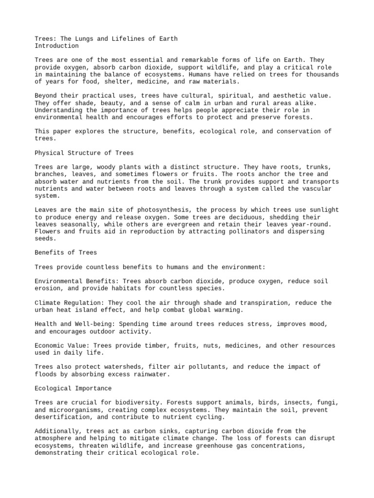 Trees The Lungs and Lifelines of Earth | PDF | Trees | Soil