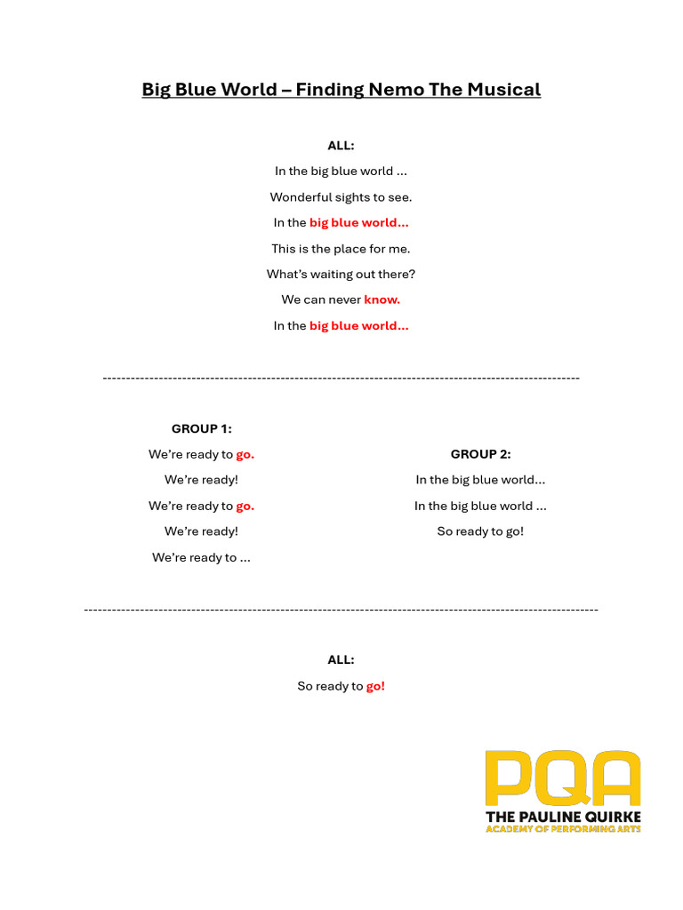 Big Blue World Lyrics | PDF