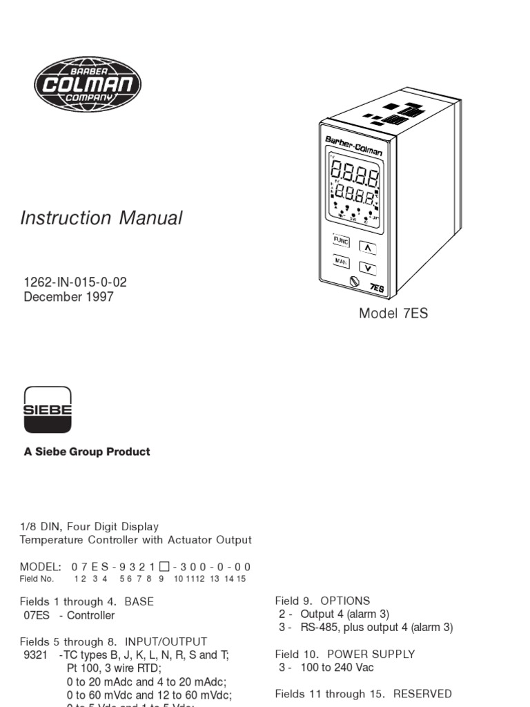 Barber Colman 7ES | PDF | Relay | Electrical Wiring