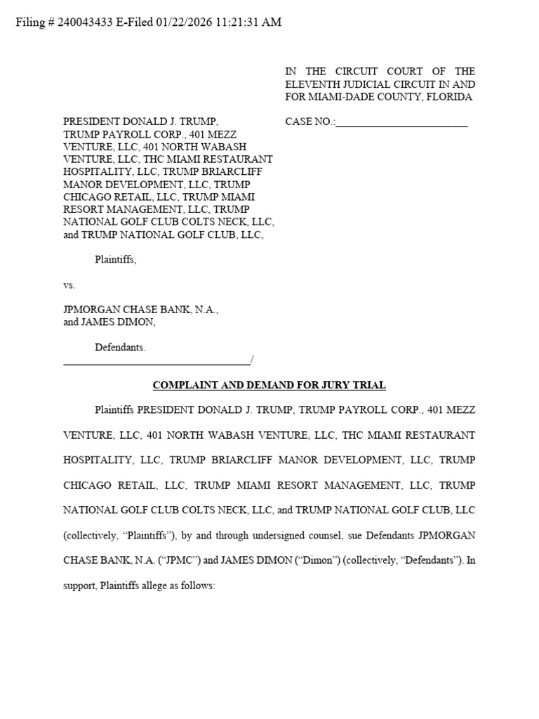 Trump Jpm Chase Suit | PDF | Jp Morgan Chase | Office Of The ...