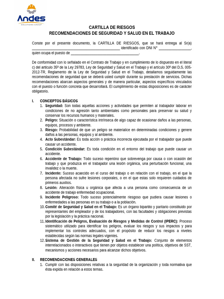 ASG-Recomendaciones de SST | PDF | La seguridad