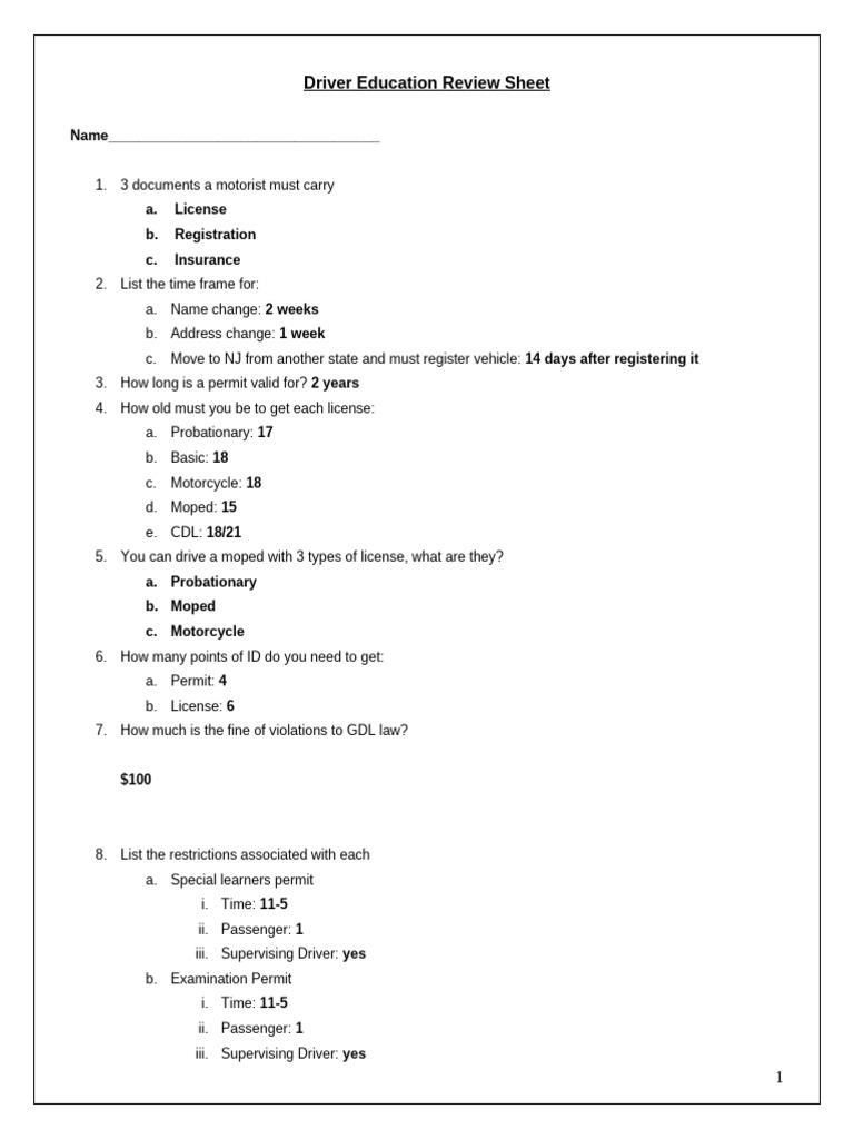 Review Sheet Revised - With Answers | PDF