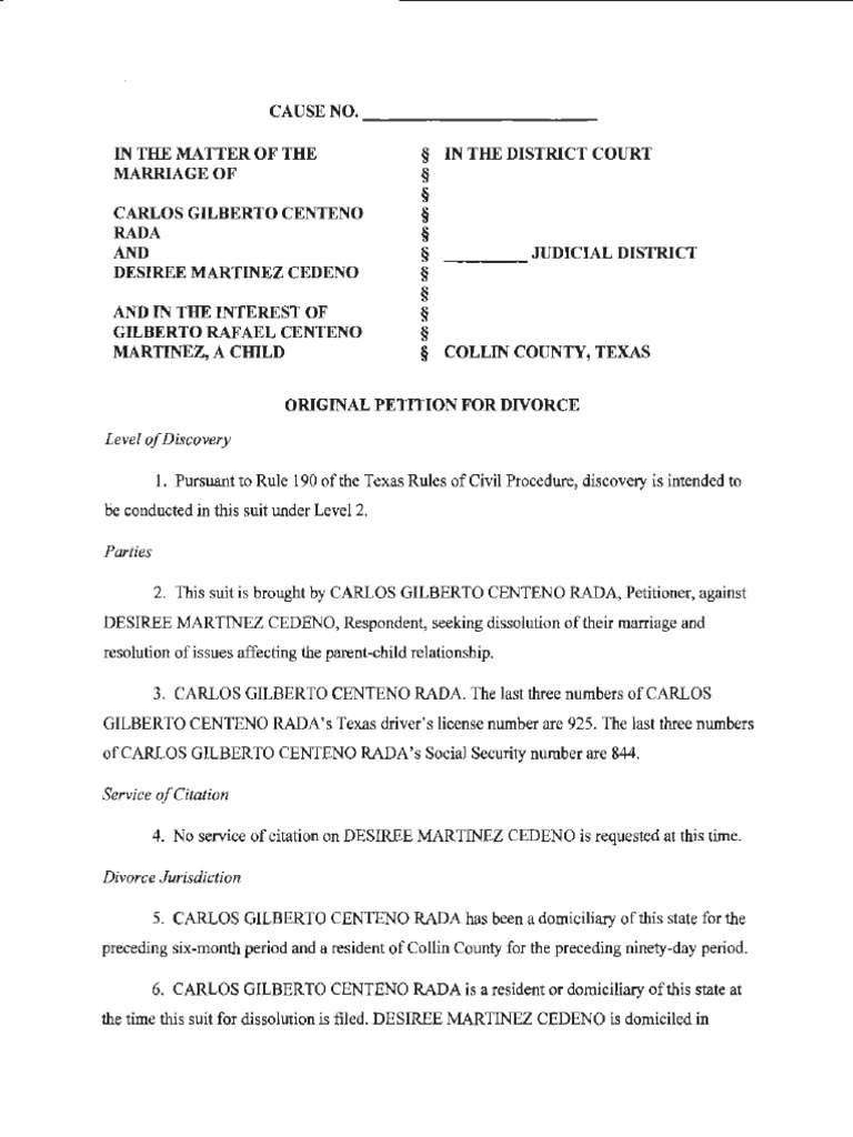 Original Petition for Divorce-stamped | PDF | Credit Card | Conservatorship