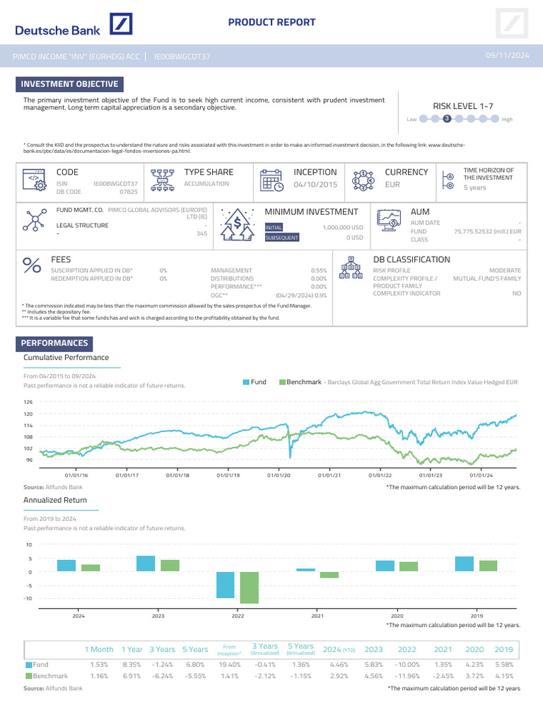 PIMCO Income Fund Overview and Performance | PDF | Beta (Finance ...