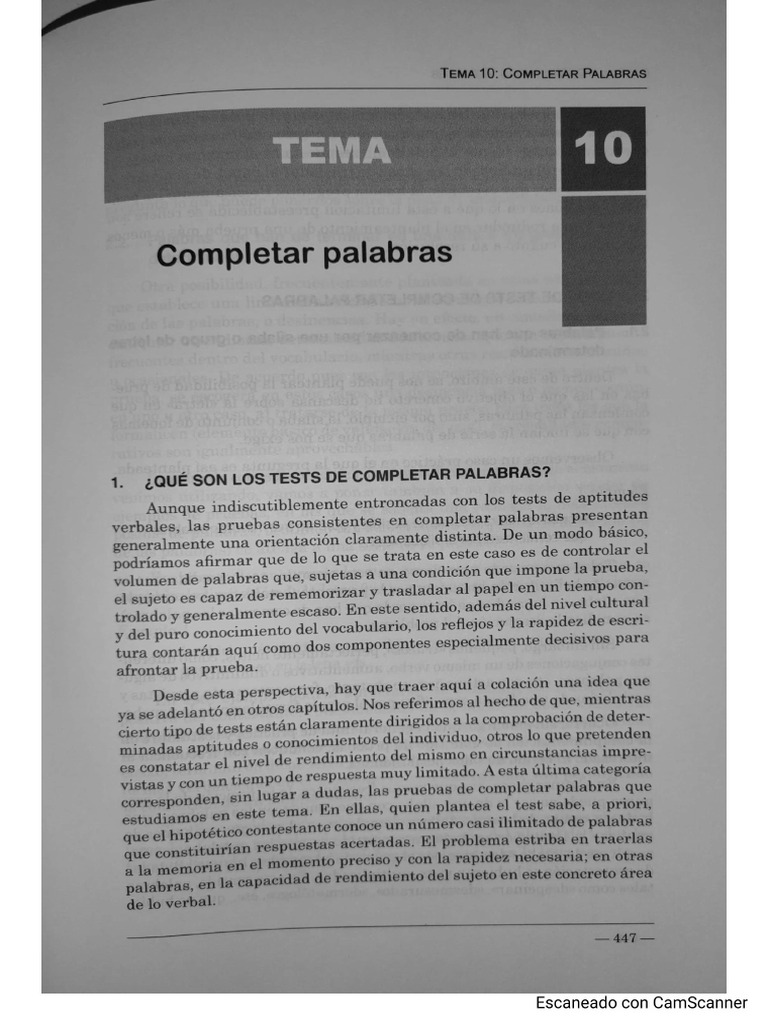 Tema 10 Completar Palabras | PDF
