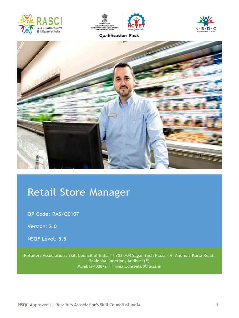 Retail Store Manager Qualification Pack | PDF | Regulatory Compliance ...