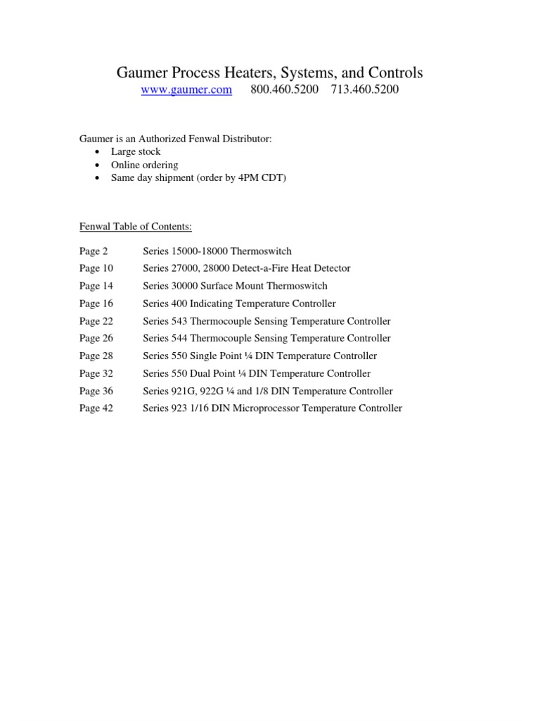 Gaumer Process Heaters, Systems, and Controls | PDF | Relay | Thermocouple