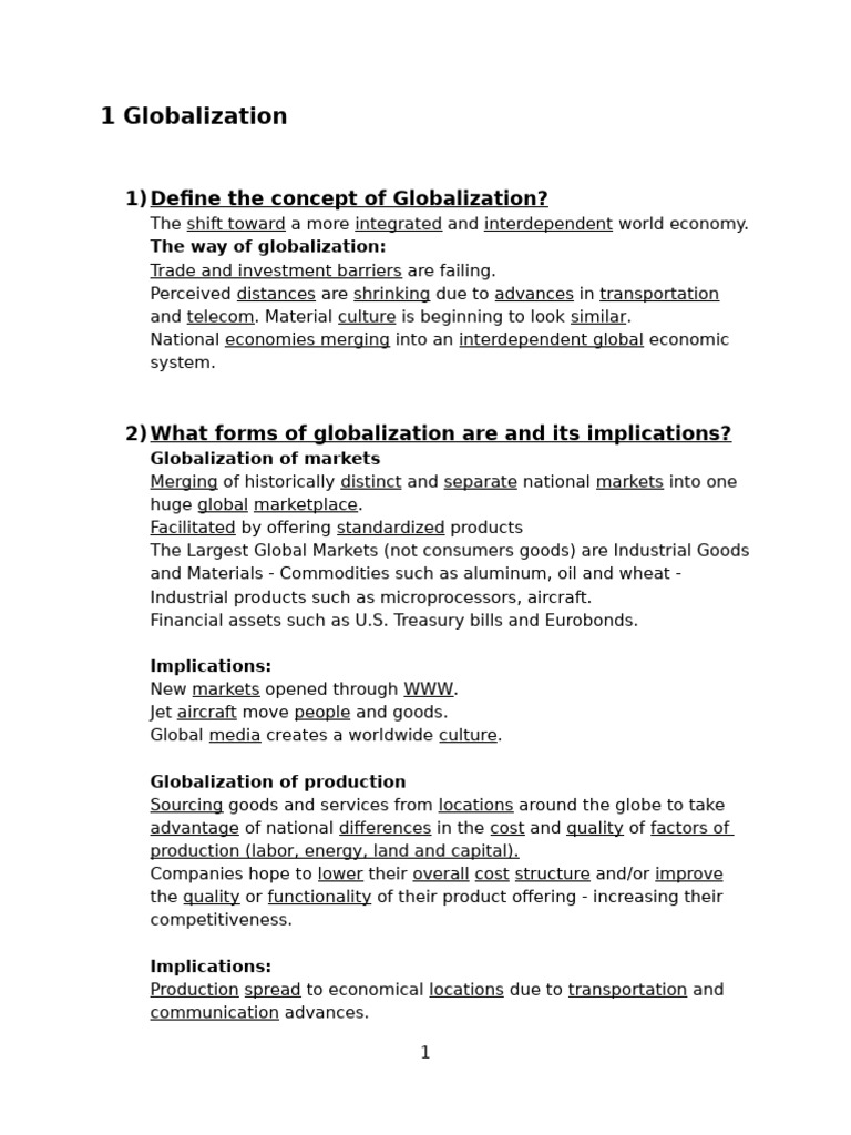 1 Globalization and Key Trend in Global Competition | PDF ...