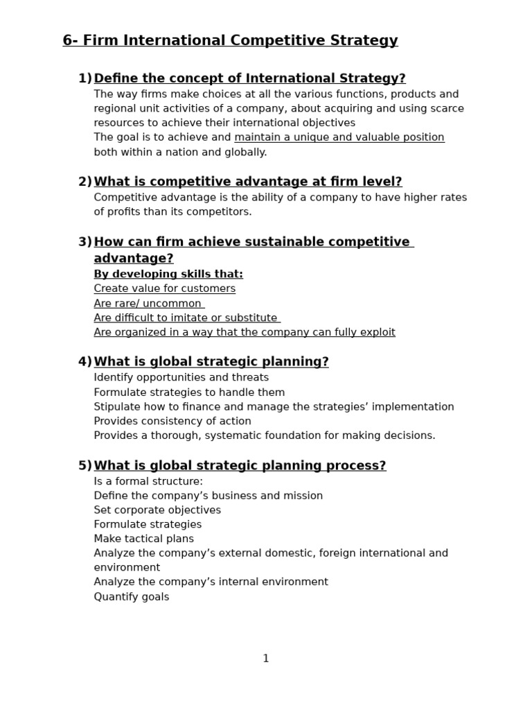 6- Firm International Competitive Strategy | PDF | Strategic Management ...