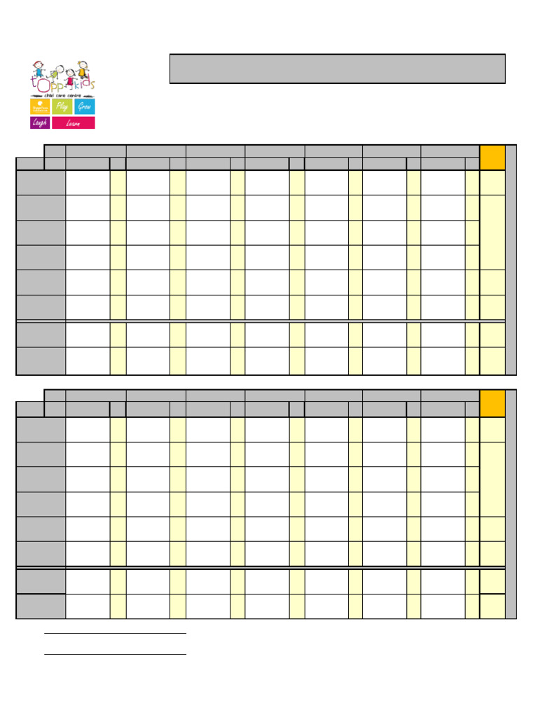 Back-up Staff Sign in Sheet- Use if Timsavr is Down! | PDF | Child Care ...
