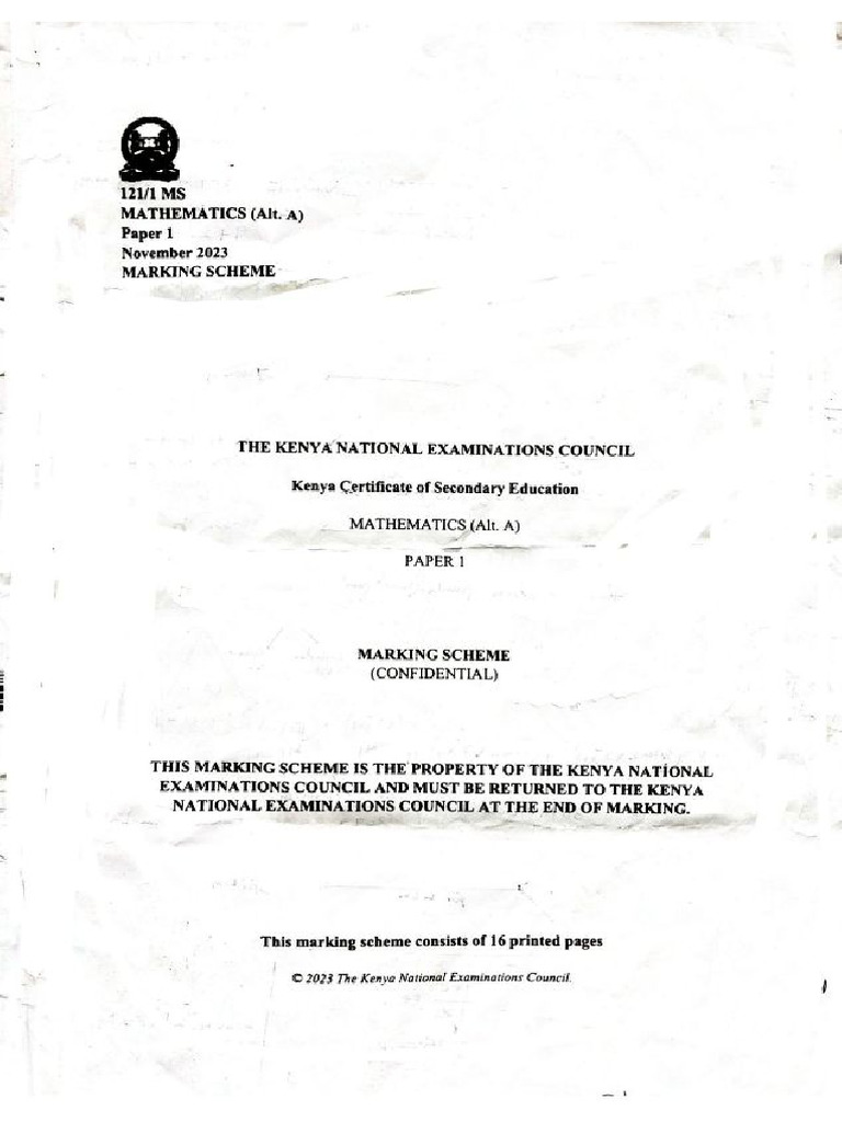 2023 Kcse Math p1 Ms | PDF